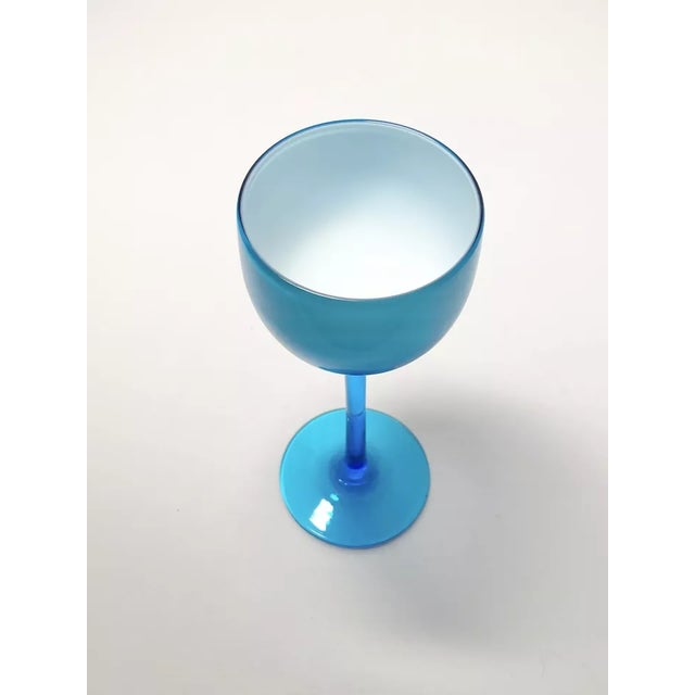 1960s Carlo Moretti Set of 5 Azure Blue & White Cased Wine Glasses ...