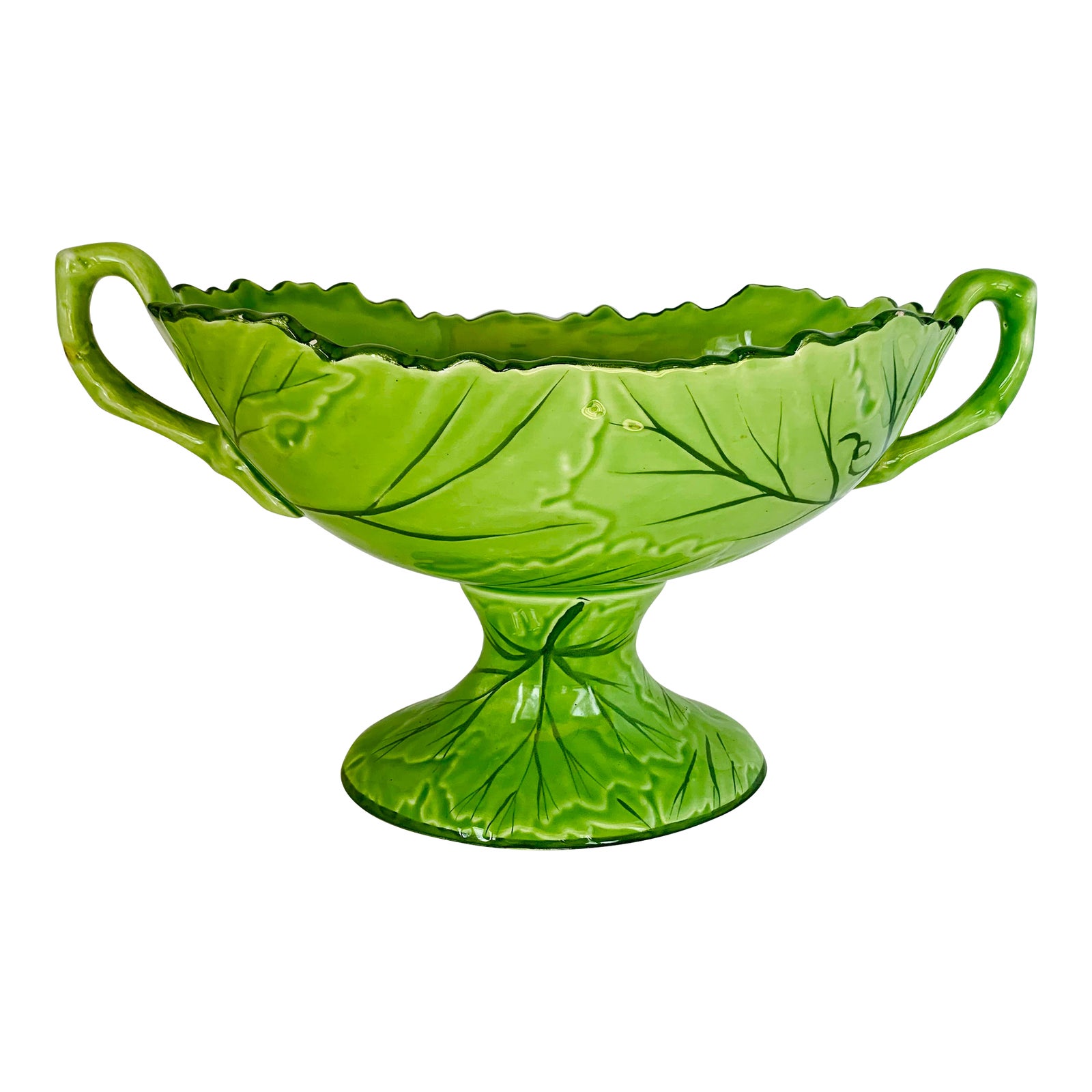 Vintage Portuguese ‘Mottahedeh’ Footed Oval Ceramic Urn, Cachepot With ...