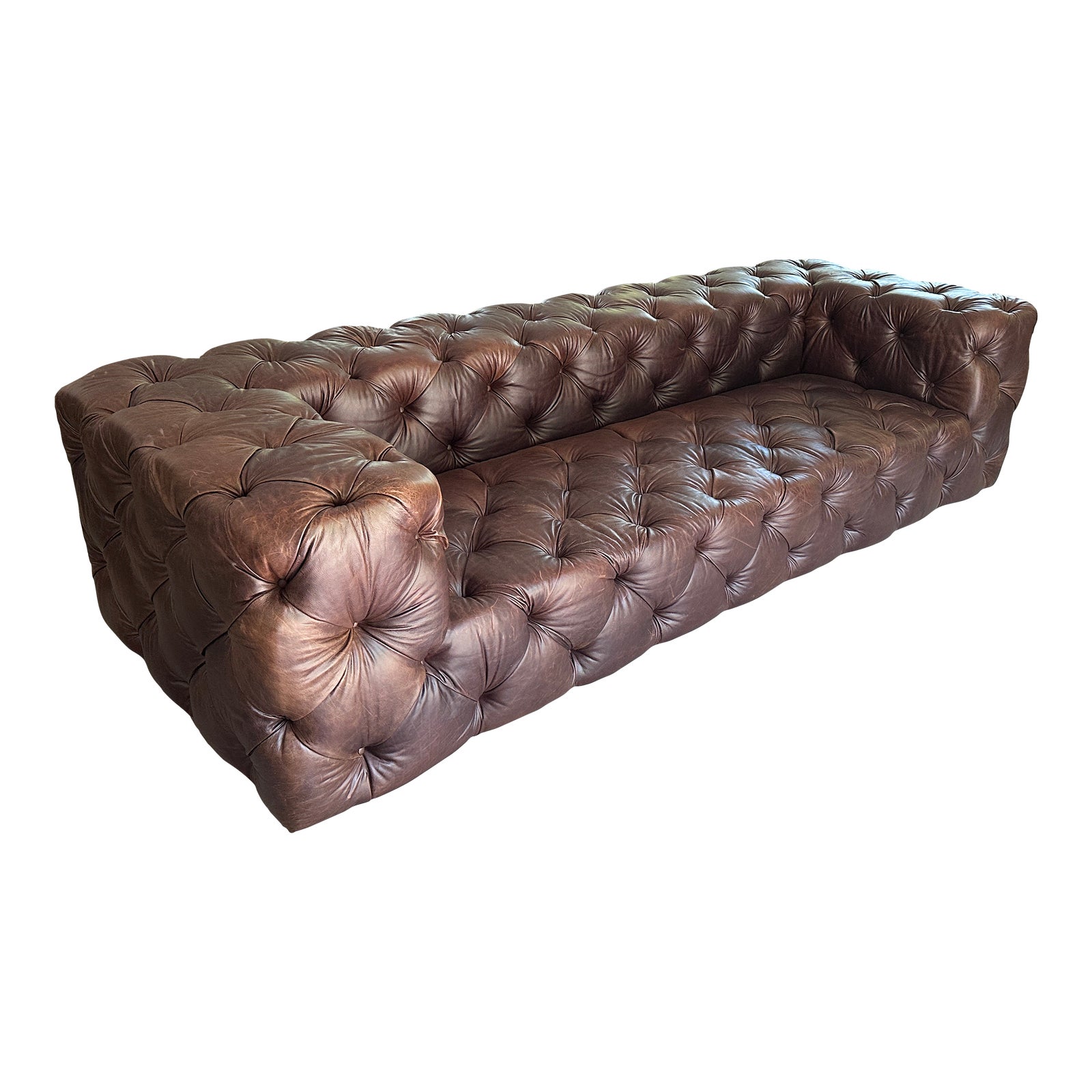 10 Foot Leather Chesterfield Soho Sofa | Chairish