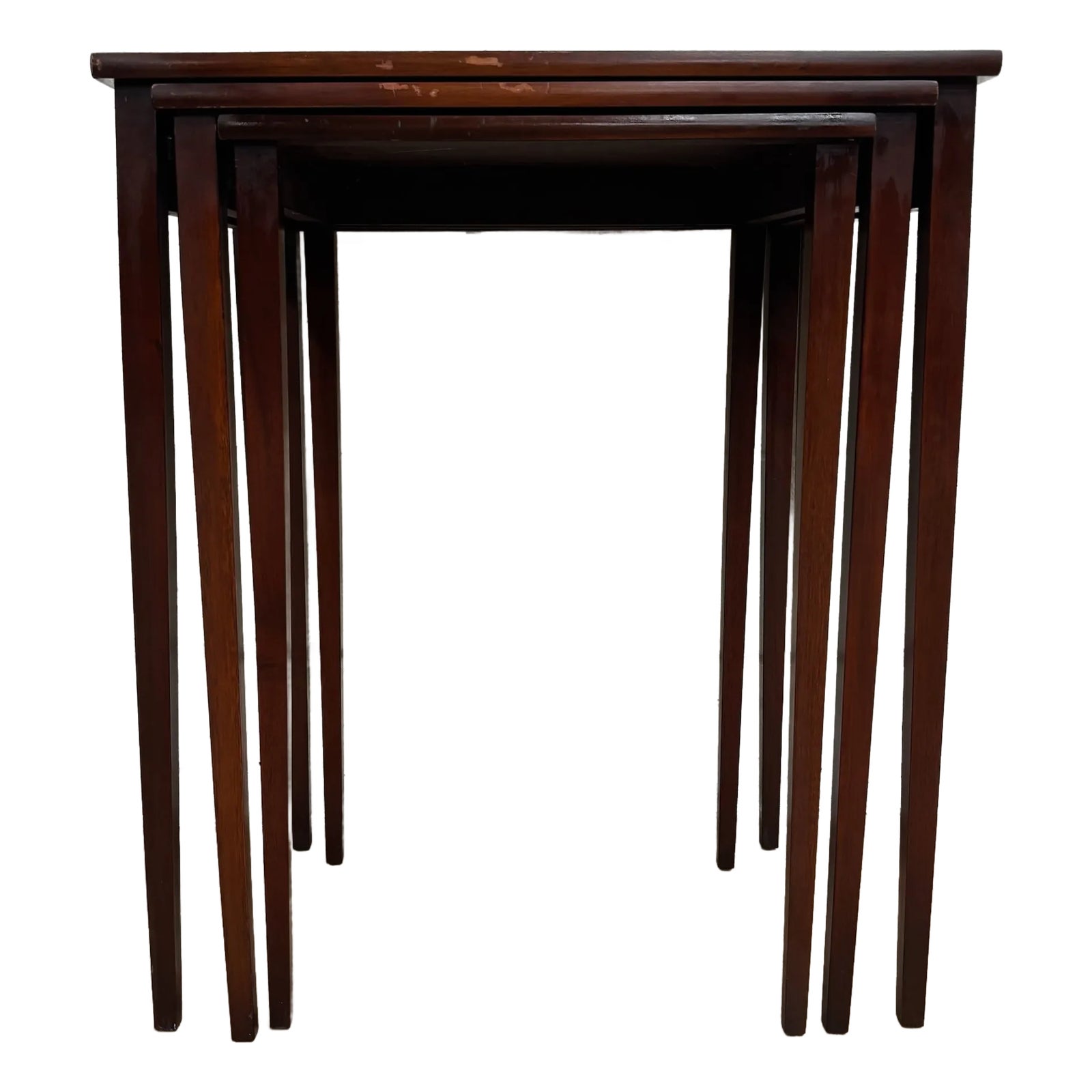 Vintage Regency or Federal Style Inlaid Leather Top Nesting Tables ...
