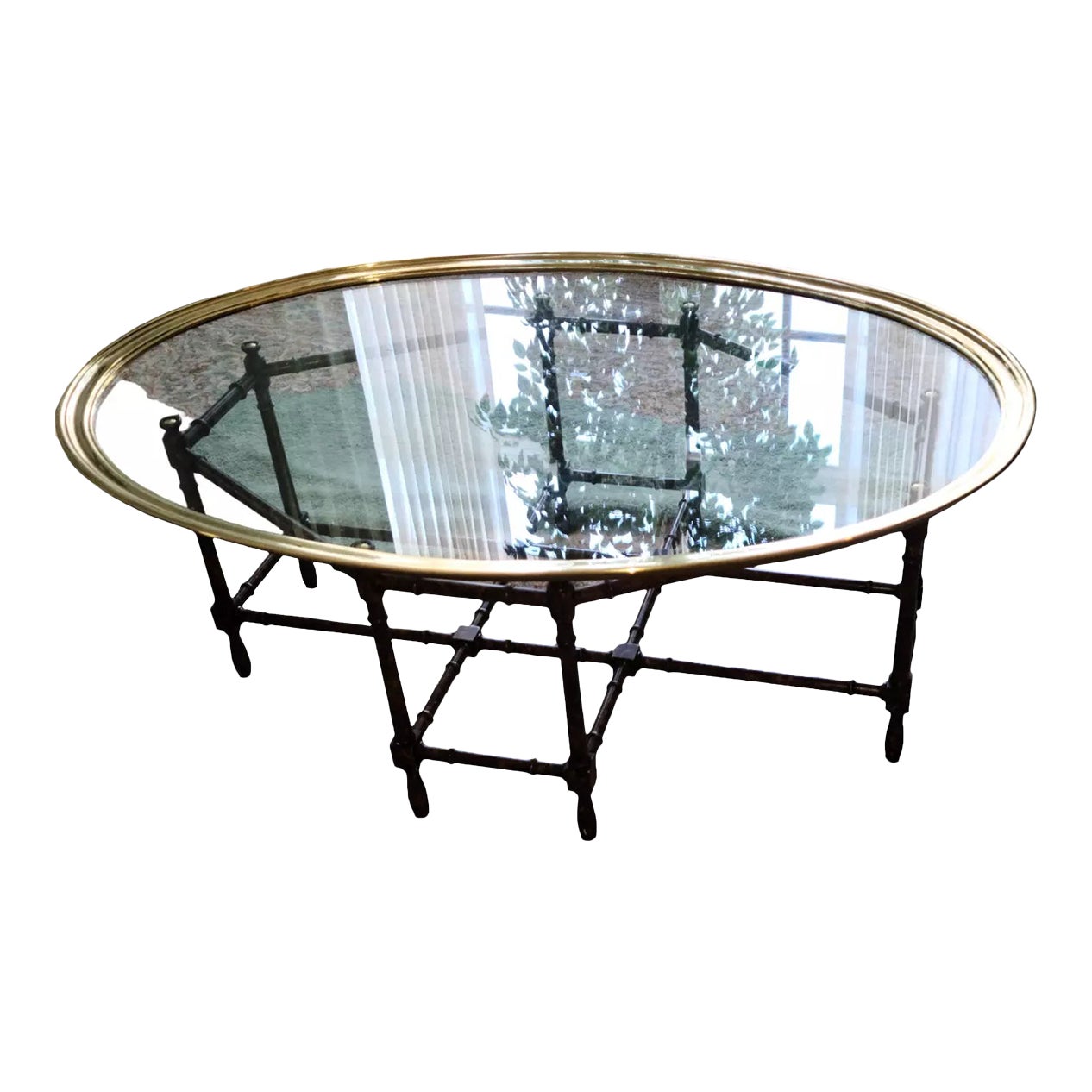 Vintage Baker Faux Bamboo and Glass Coffee Table | Chairish