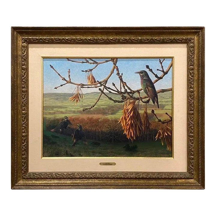 Raymond C. Boothe, Starlings in a Winter Landscape, 1976 | Chairish