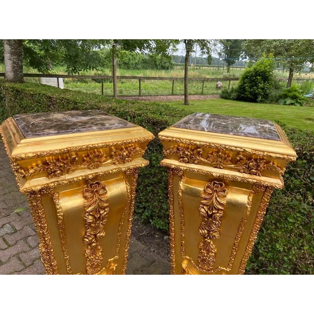 Pair of Vintage 1960s French Louis XVI Style Pedestal Columns in Gold ...