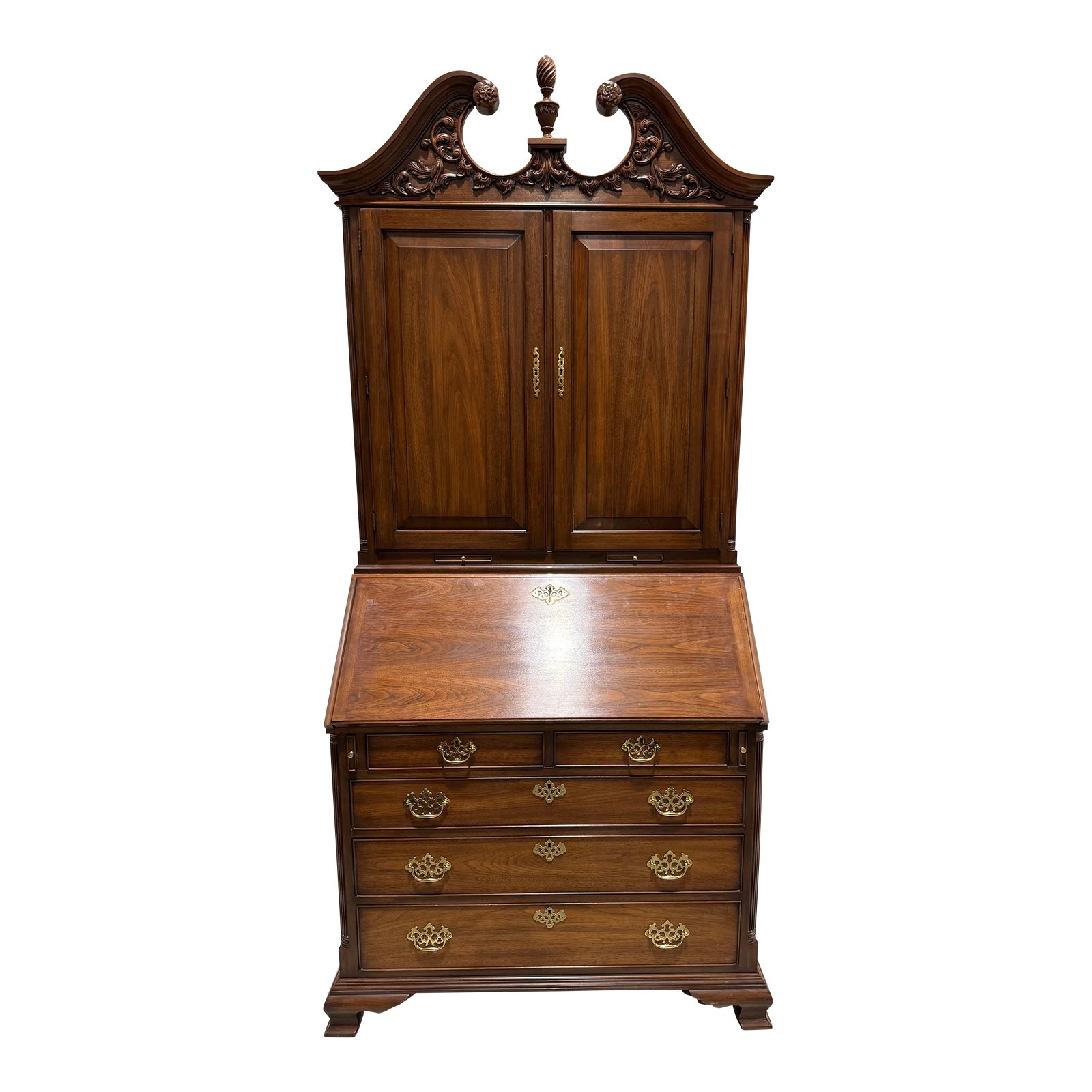 1990s Henkel Harris Walnut Secretary Desk | Chairish