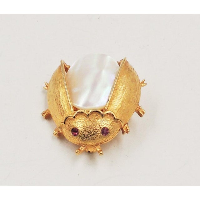 Vintage 1970s Napier Mother-of-Pearl Bug Brooch | Chairish