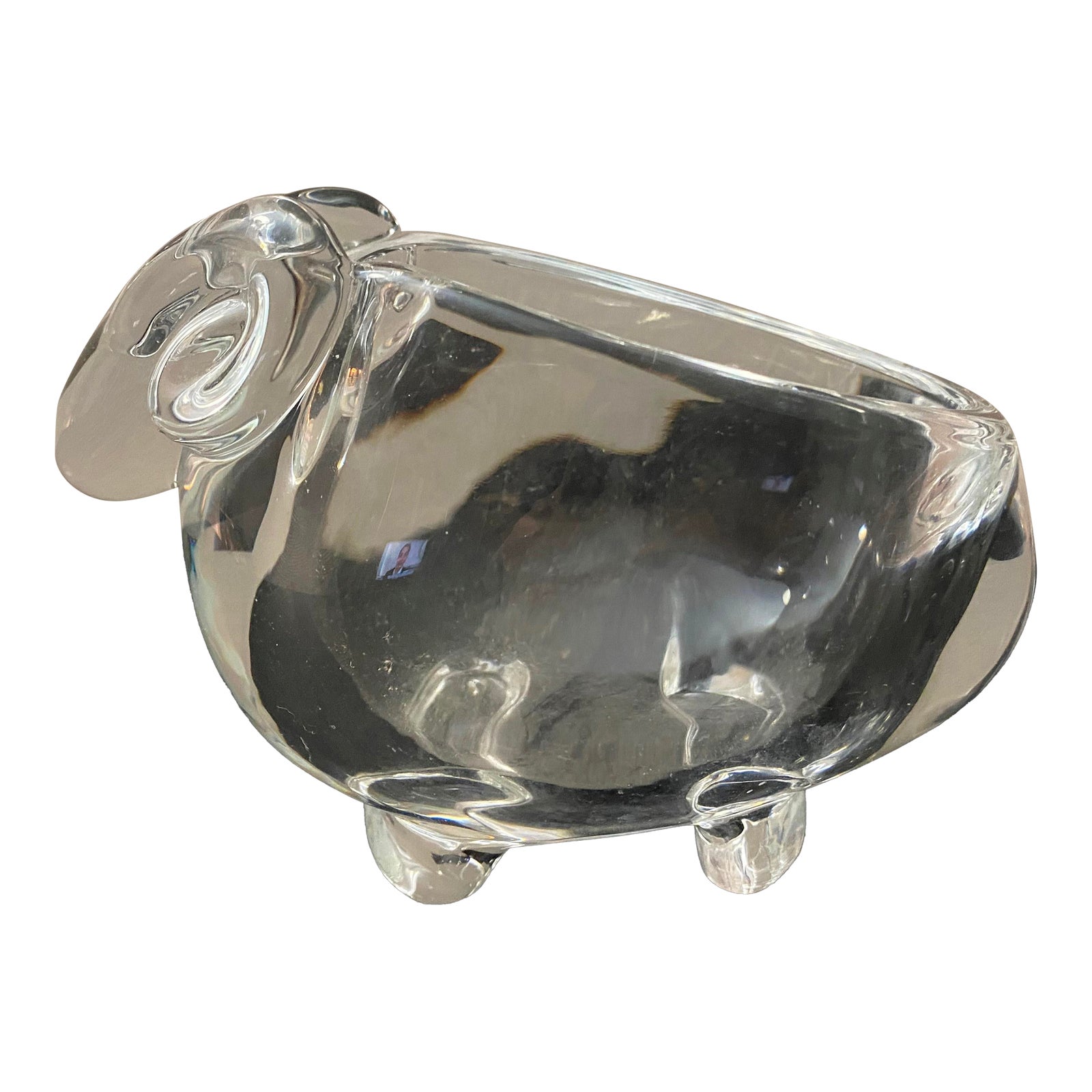 Mid 20th Century Lead Crystal Ram Candy Dish | Chairish
