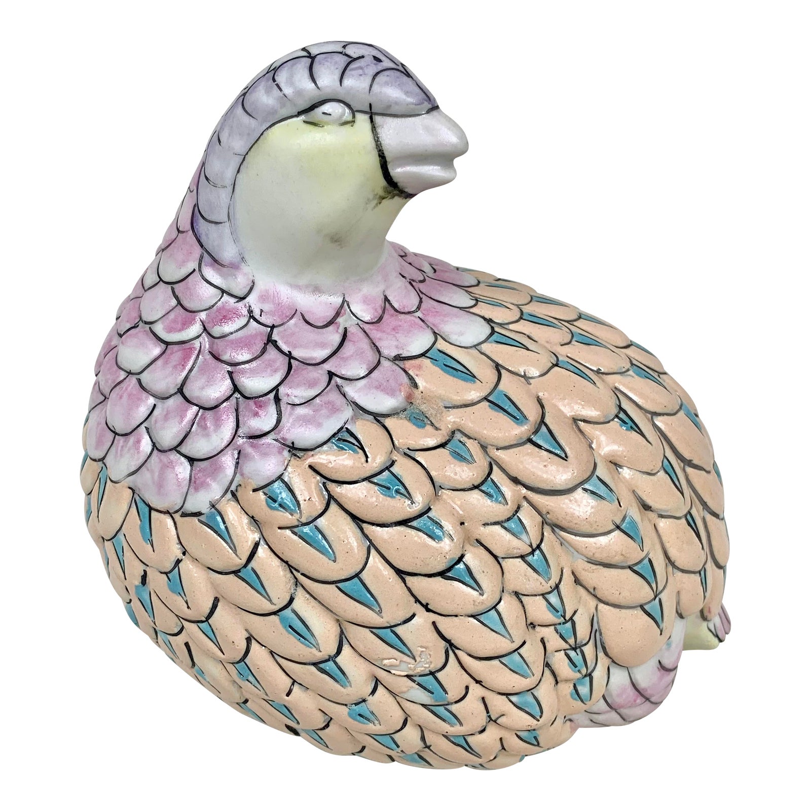 Vintage Pastel Quail Figurine | Chairish
