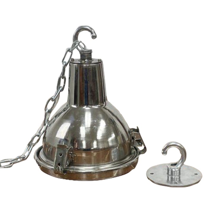 Chain Hung Small Stainless Steel Nautical Pendant Light | Chairish
