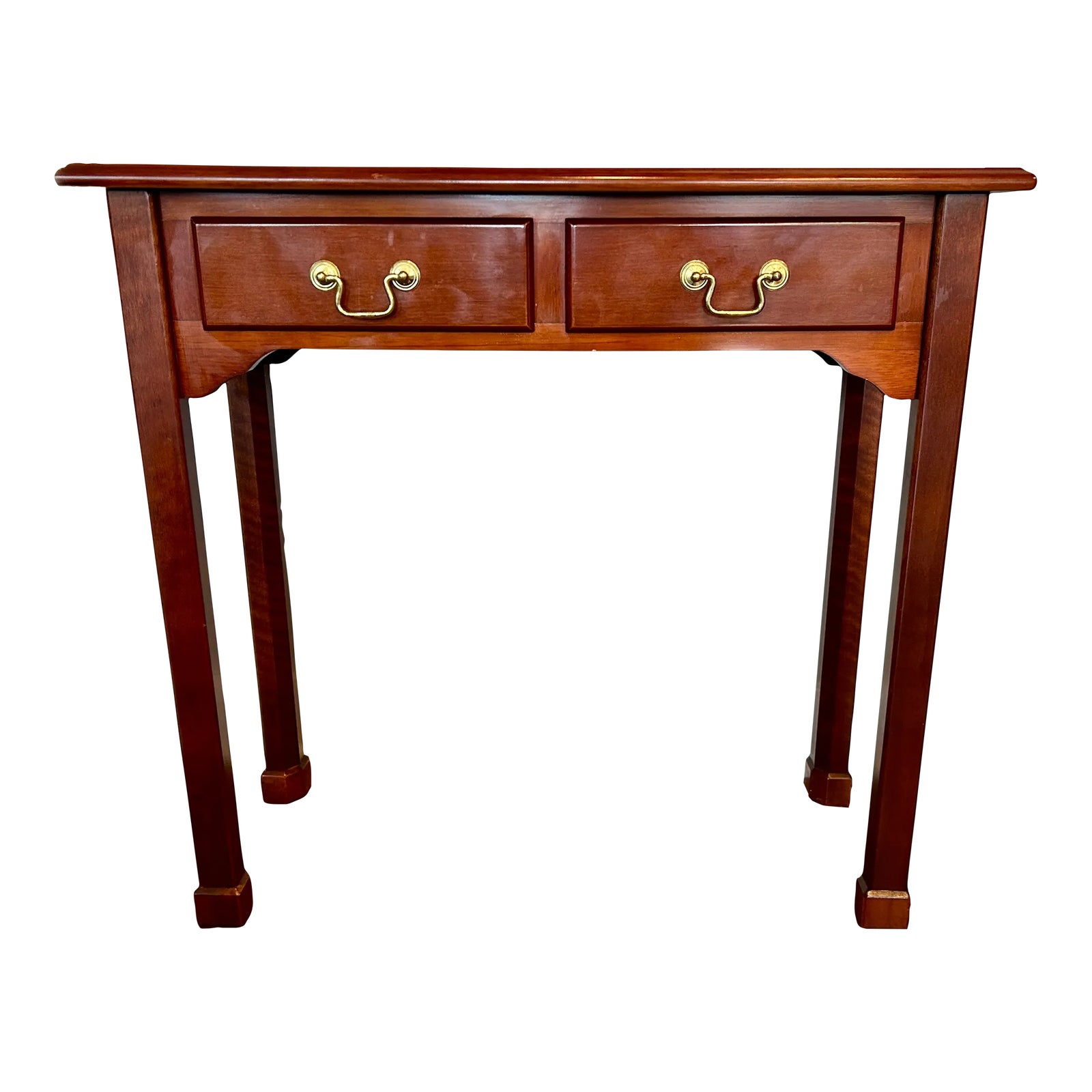 1980s Chippendale Mahogany Two-Drawer Console Table Sofa Table | Chairish