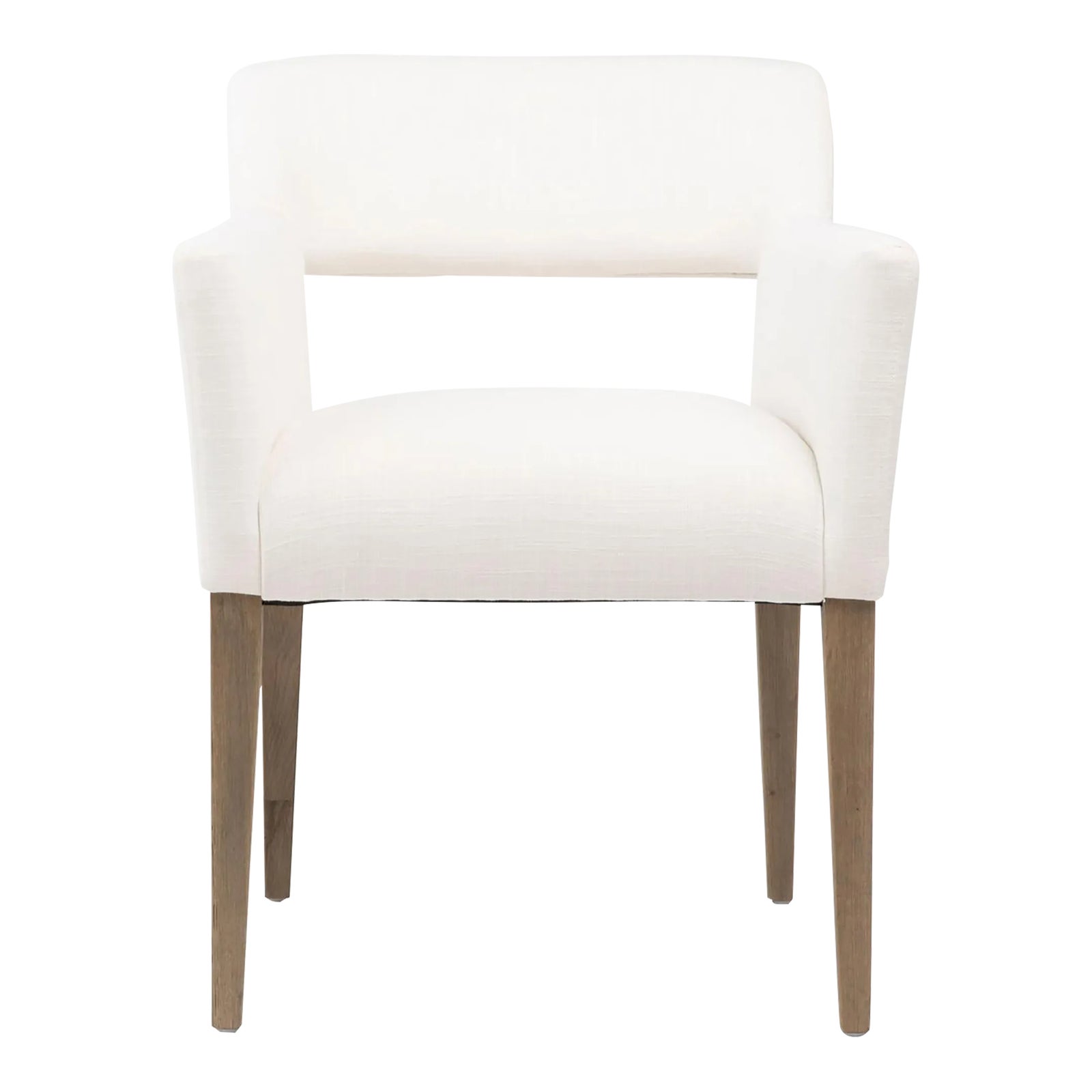 White Mid-Century Style Dining Arm Chair | Chairish
