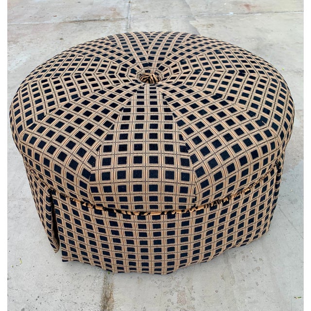 Traditional Round Skirted Ottoman | Chairish
