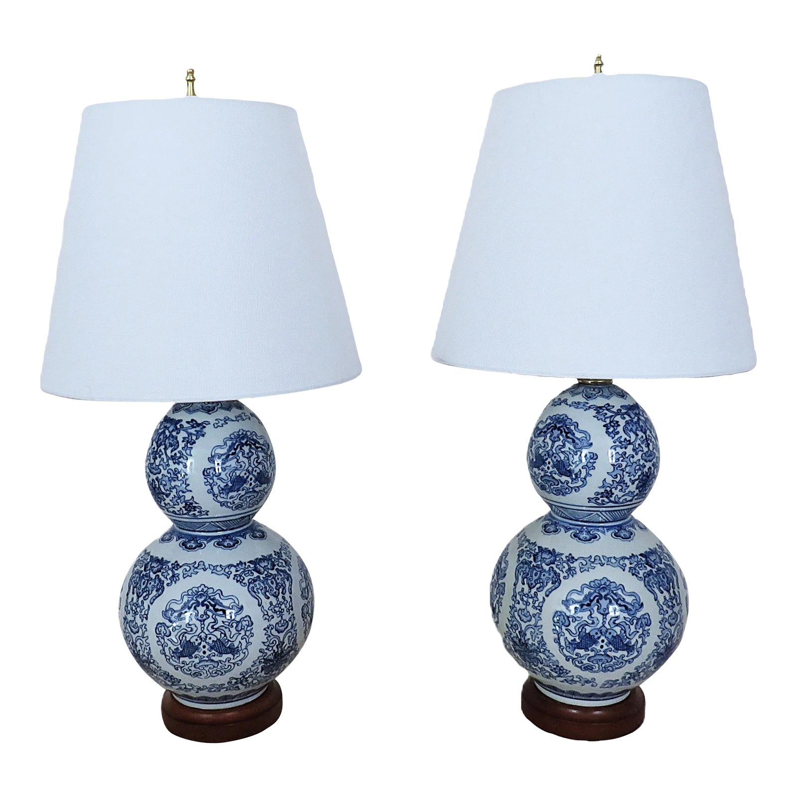 Petite Pair of Ralph Lauren Designer Chinoiserie Table Lamps Blue ...