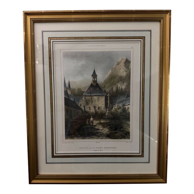 Antique Hand-Colored Lithograph of La Grande Chartreuse Monastery, 19th ...