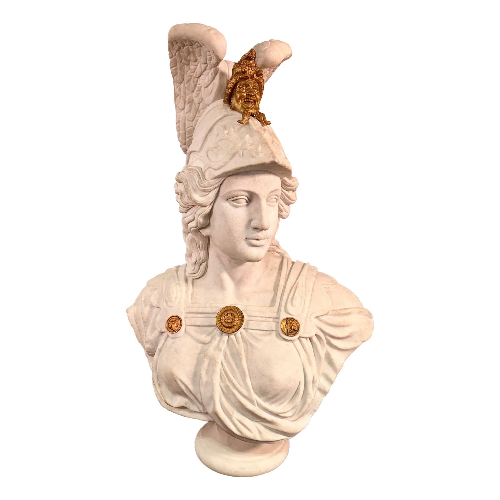 Large Marble and Bronze Bust of Minerva Goddess of Wisdom | Chairish