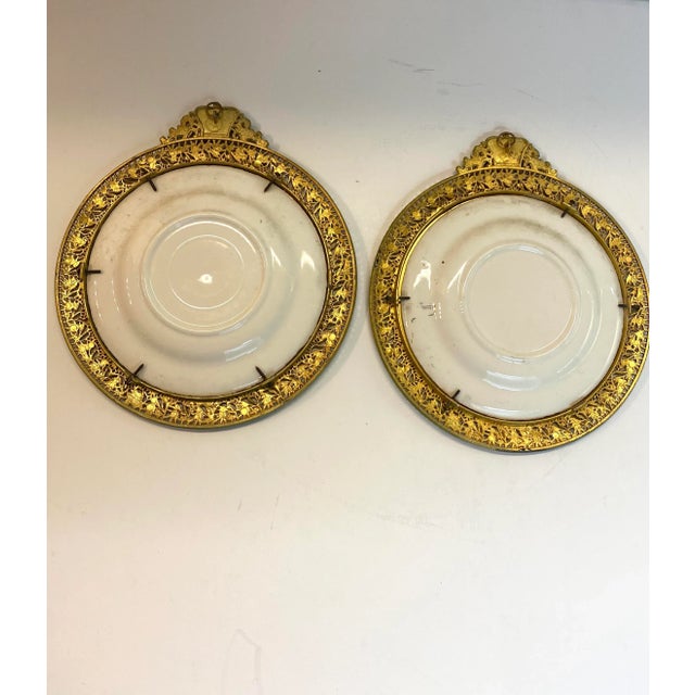 Antique European Pictorial Pair of Porcelain Plates With Golden Frame ...