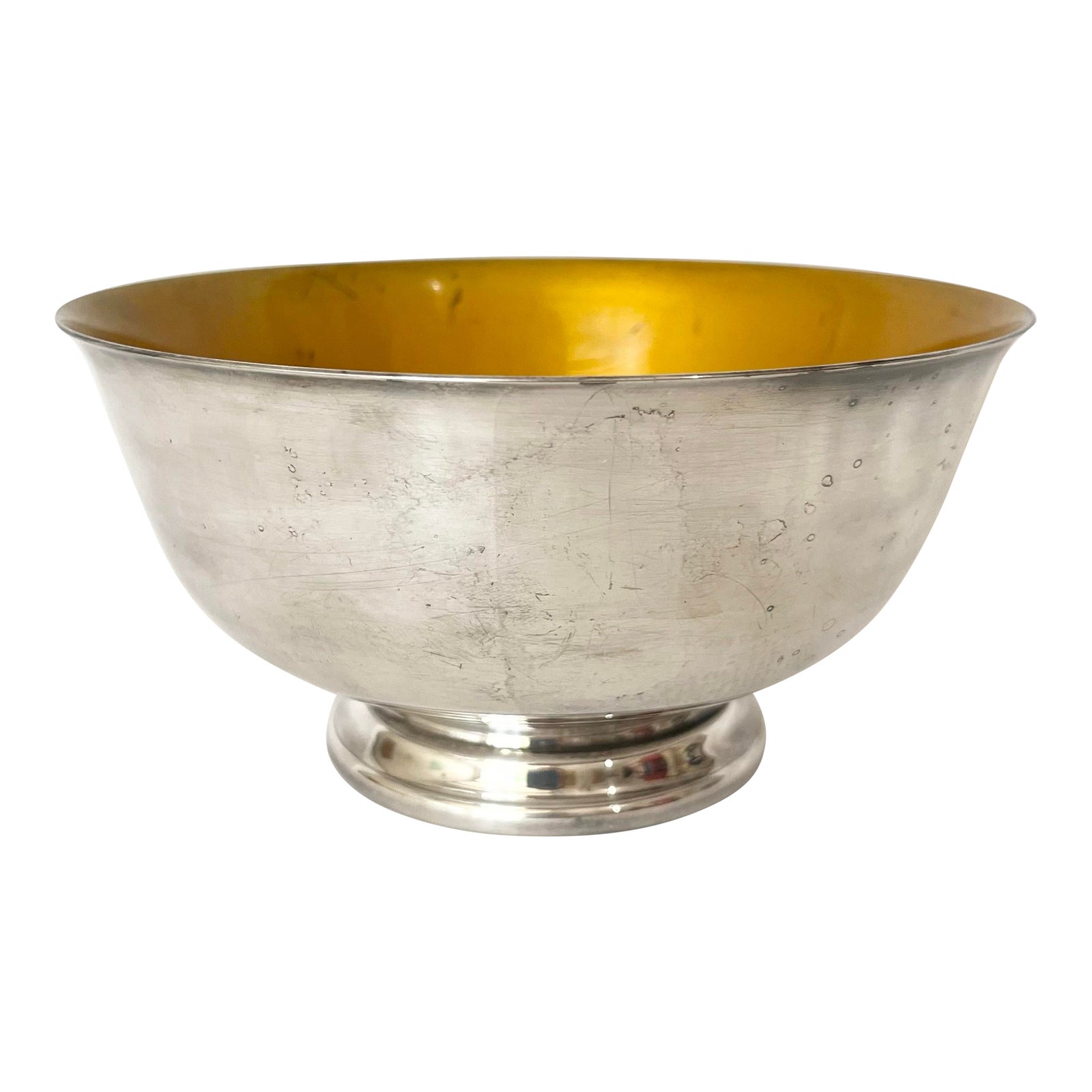 Vintage Reed & Barton Mustard Enamel Silverplate Revere Bowl | Chairish