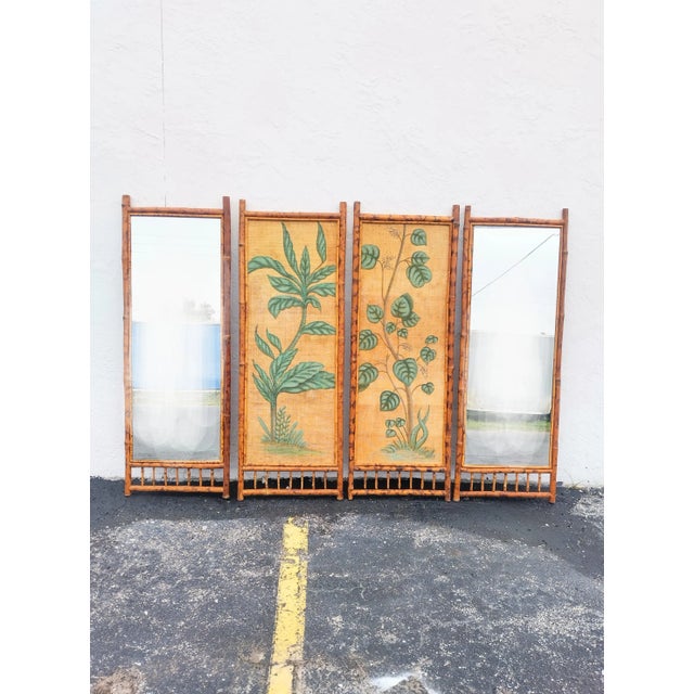 Monumental Vintage Hand Painted Tropical Palm Tree Double Sided Burnt ...