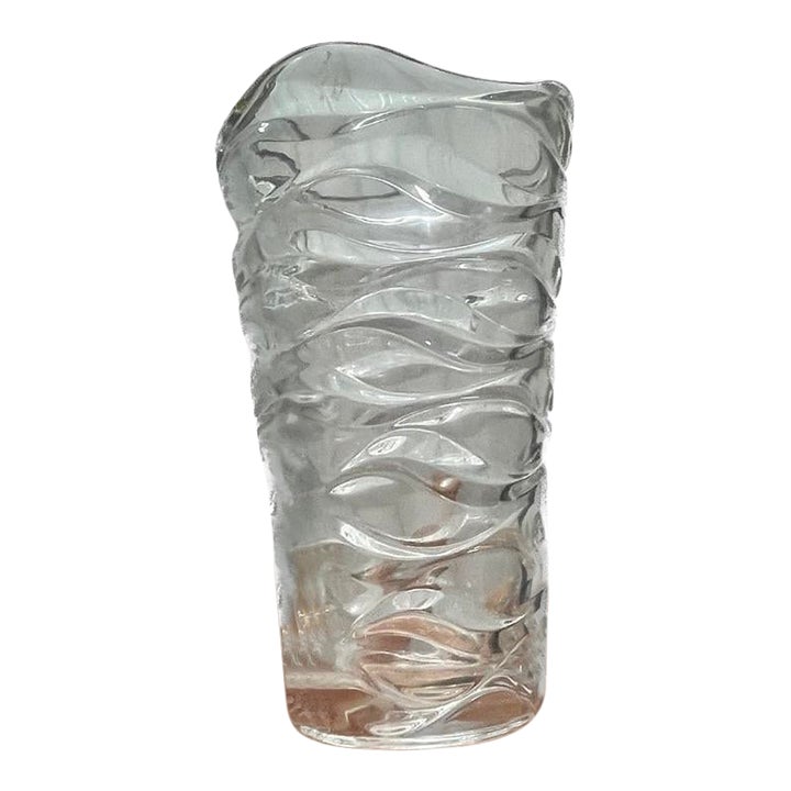 Vintage Mikasa "Wave" Clear Sculptural Glass Vase | Heavy Textured ...