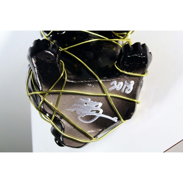 Early 21st Century Modern Frenchie Neon Ceramic & Wire Sculpture Homage ...