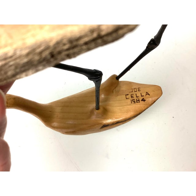 Vintage Joe Cella 1984 Hand Carved Wood Shore Bird | Chairish