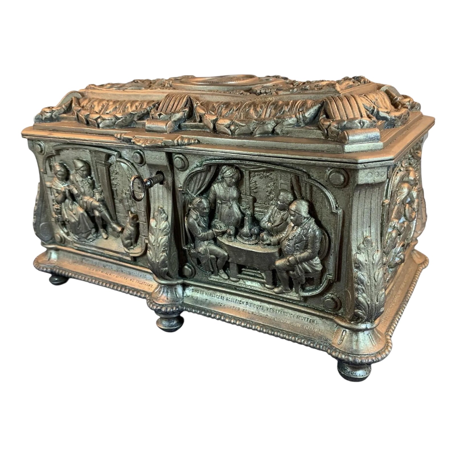 19th Century German Bronze Jewelry Casket With Johann Wolfgang Von ...