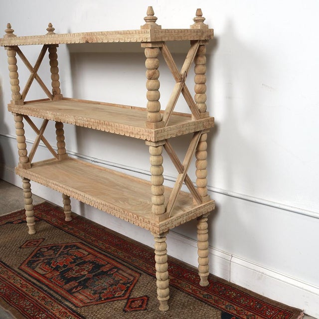 Contemporary Mango Wood 3-Shelf Rack | Chairish