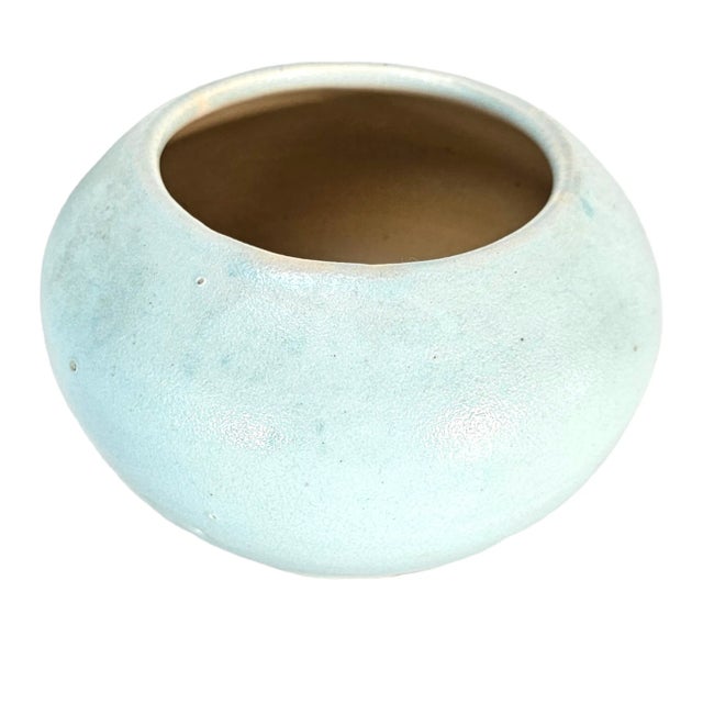 Studio Art Pottery Rose Bowl Sea Green Vase Signed Aoki | Chairish