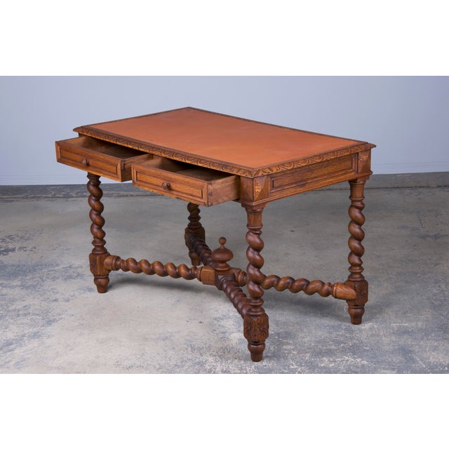 Antique French Louis XIII Style Barley Twist Oak Writing Desk W ...