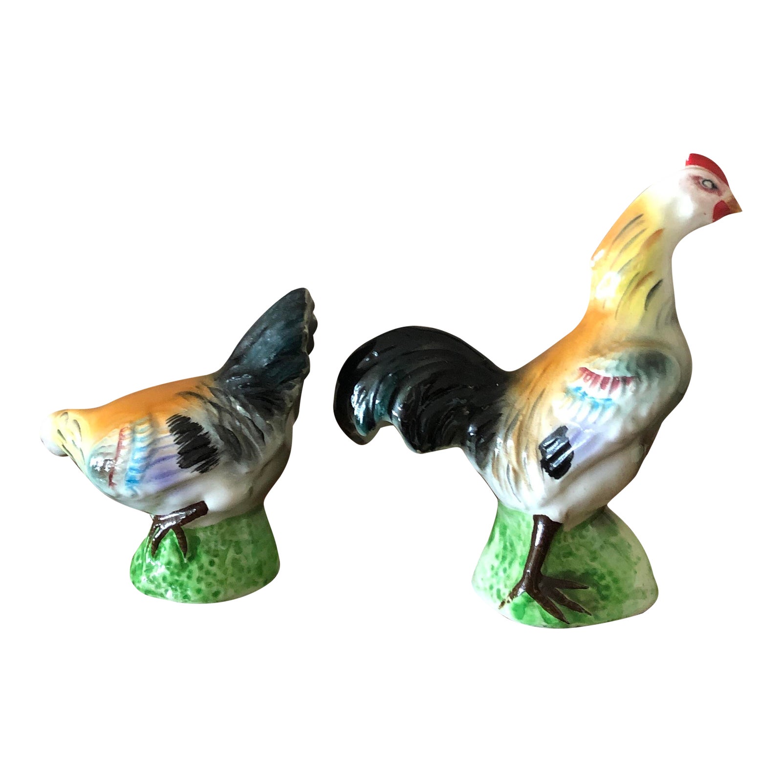 Vintage Made in Japan Rooster and Chicken - a Pair | Chairish