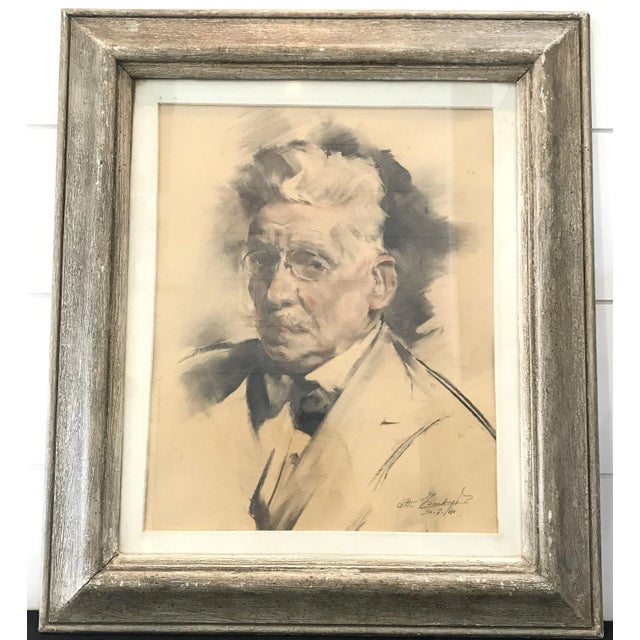 Watercolor Portrait Painting of Gentleman With Pince Nez by Listed ...