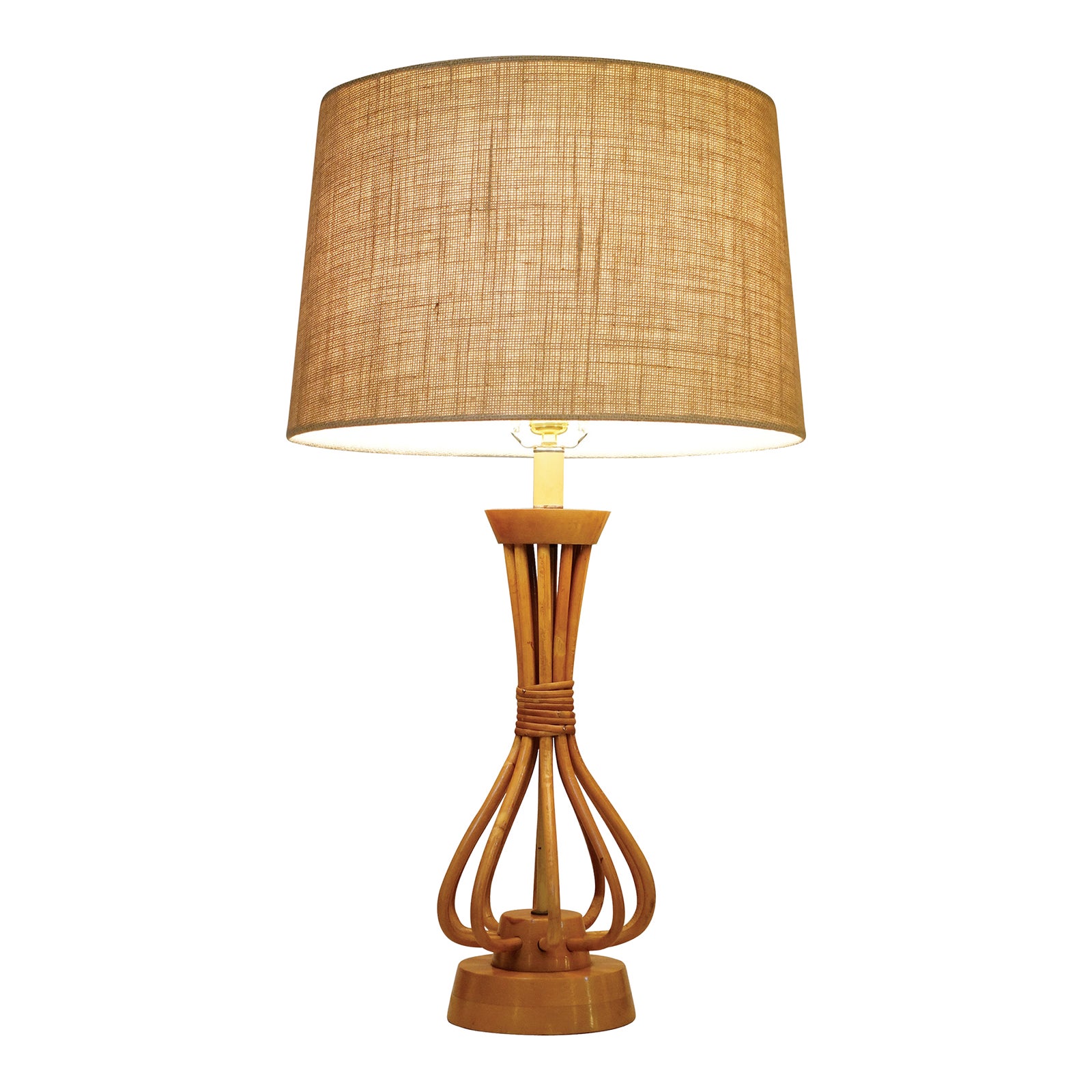 Atomic Modern Franco Albini Attributed Rattan Pineapple Ribbed Table ...