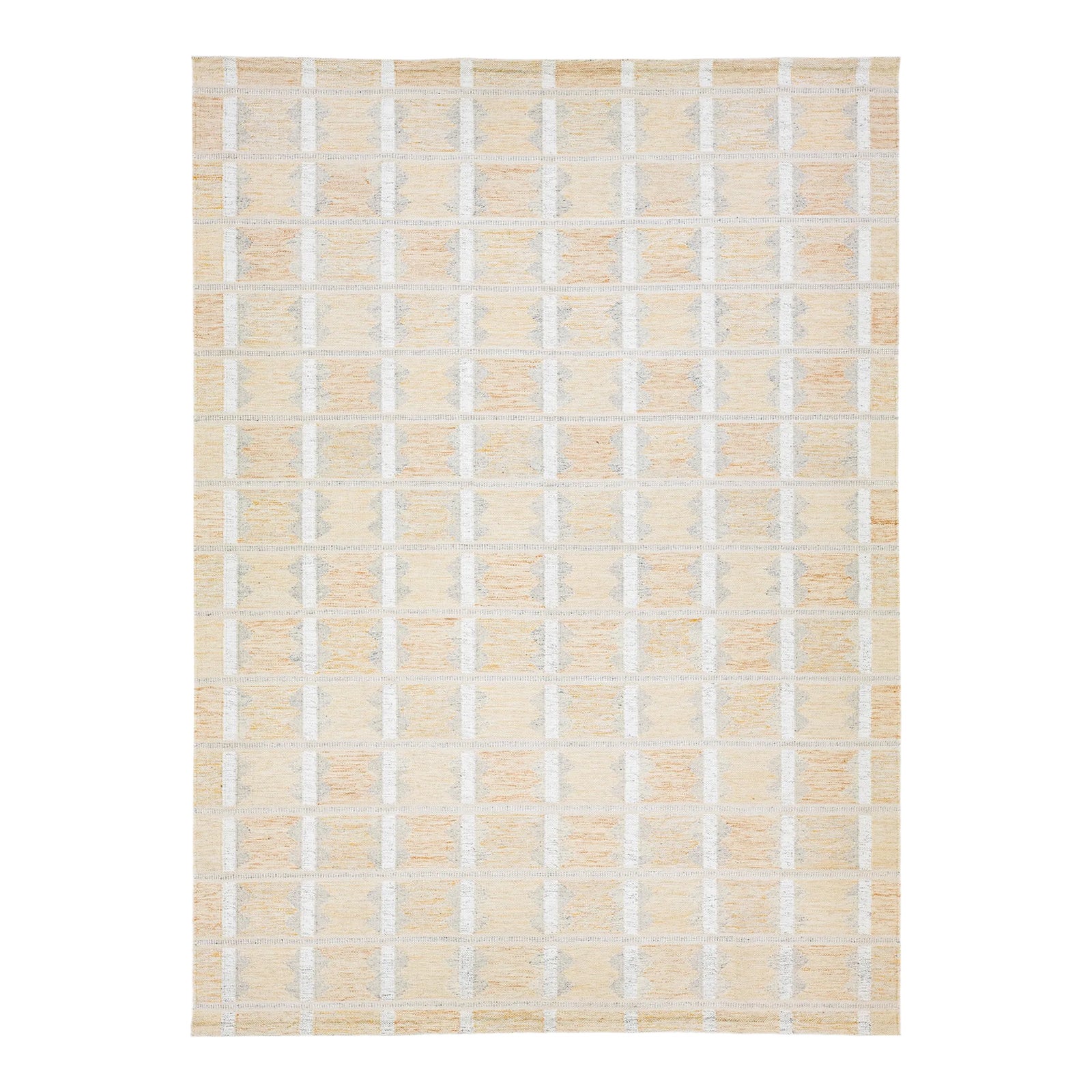 Modern Orange Swedish Style Wool Rug Handmade With Geometric ...