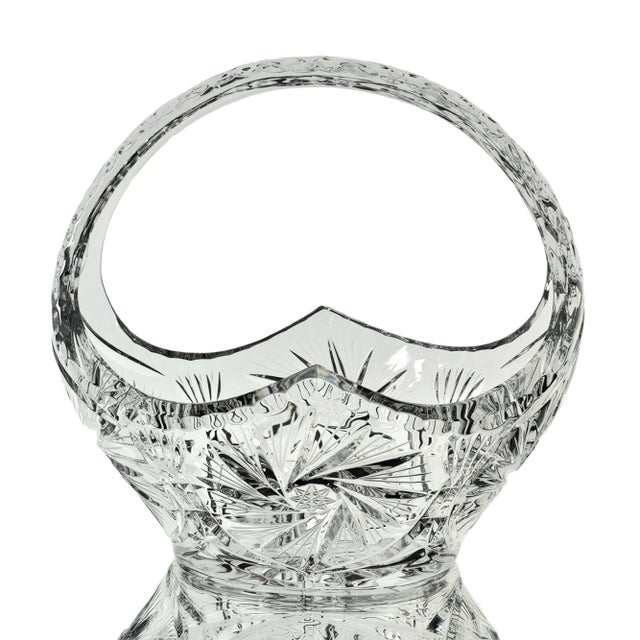 Huge Pinwheel Crystal Hand Cut Glass Easter Basket | Chairish