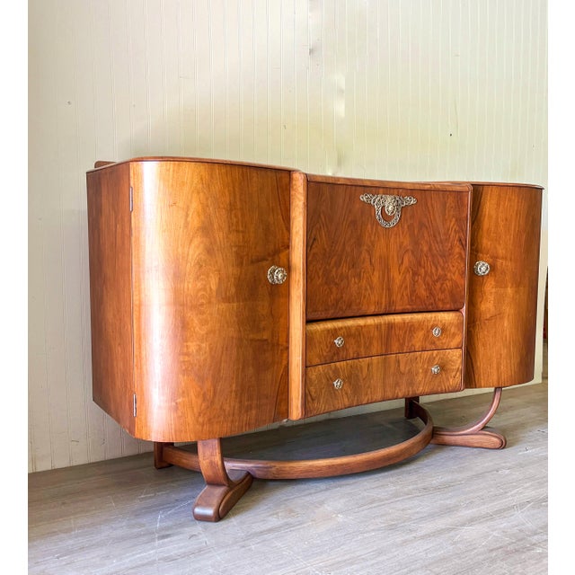 1957 Beautility Sideboard With Lighted Center Bar | Chairish