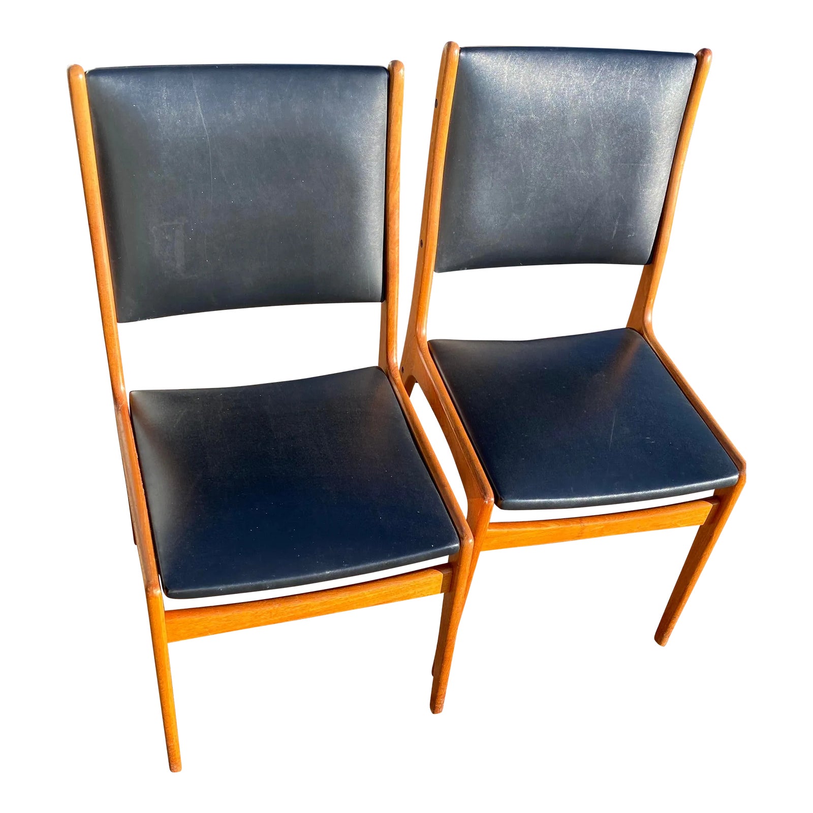 1960s Pair of Mid-Century Modern Danish Teak Dining Chairs Designed by ...