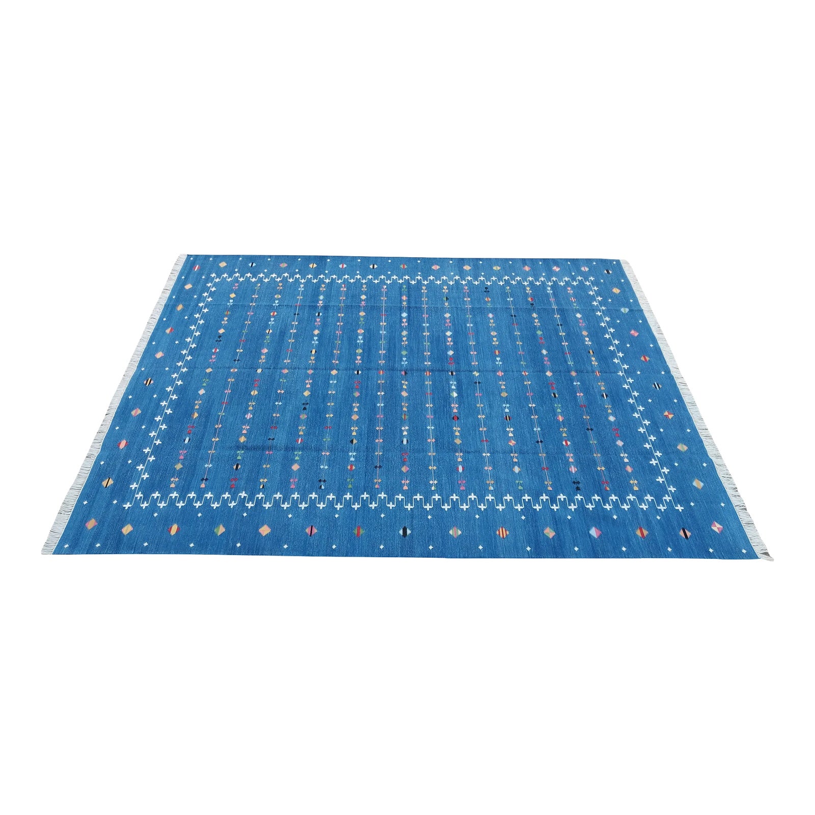 Handmade Reversible Cotton Vegetable Dyed Denim Blue Shooting Star Rug ...