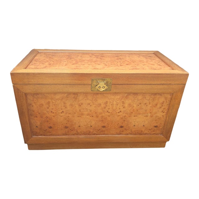Mid-Century Yew Wood and Bird Eye Maple Storage / Blanket Chest | Chairish