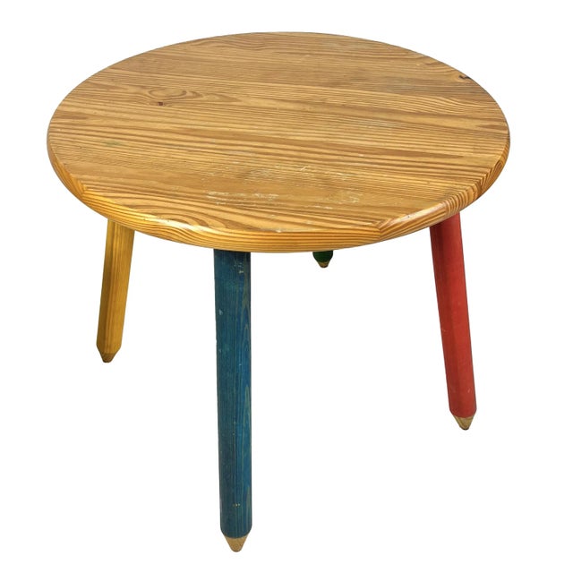 Vintage 1980s Memphis Style Wood Pencil Leg Children's Table + (2 ...