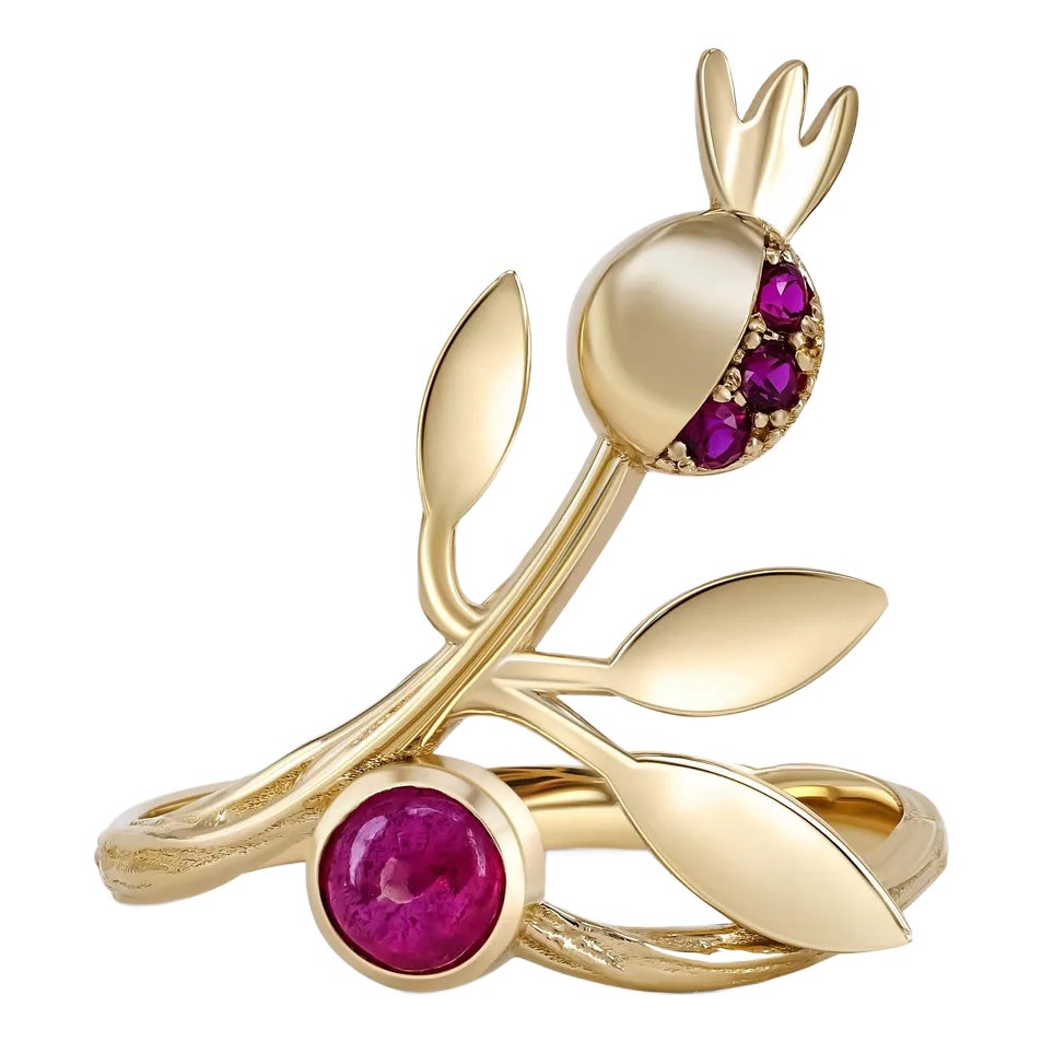 Pomegranate Ruby Ring in 14k Gold | Chairish