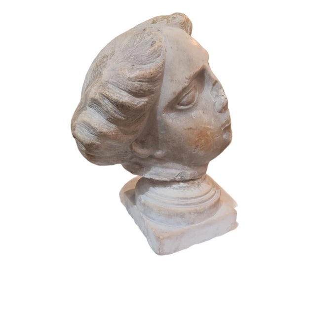 Antique Marble Head Sculpture of Woman on Stand | Chairish