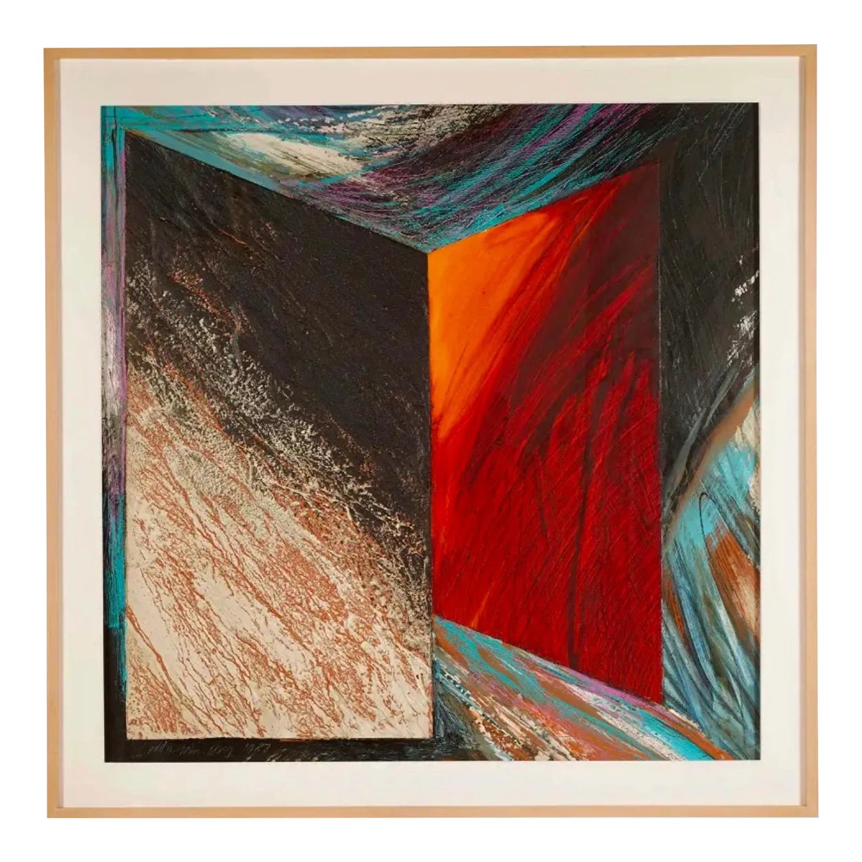 Modernist Laddie John Dill 1987 Mixed Media Abstract Painting | Chairish