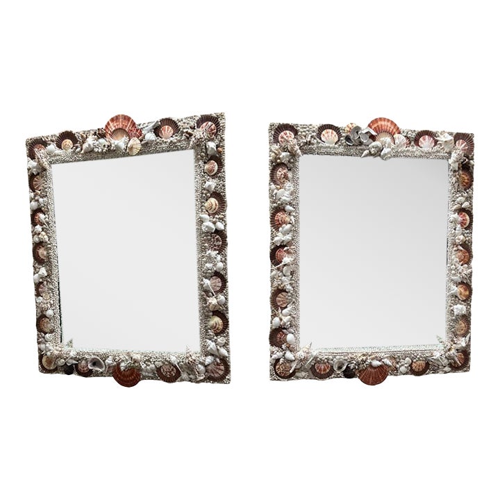 Set of 2 Seashell Mirrors Designed by Cheryl P. Kohloff | Chairish