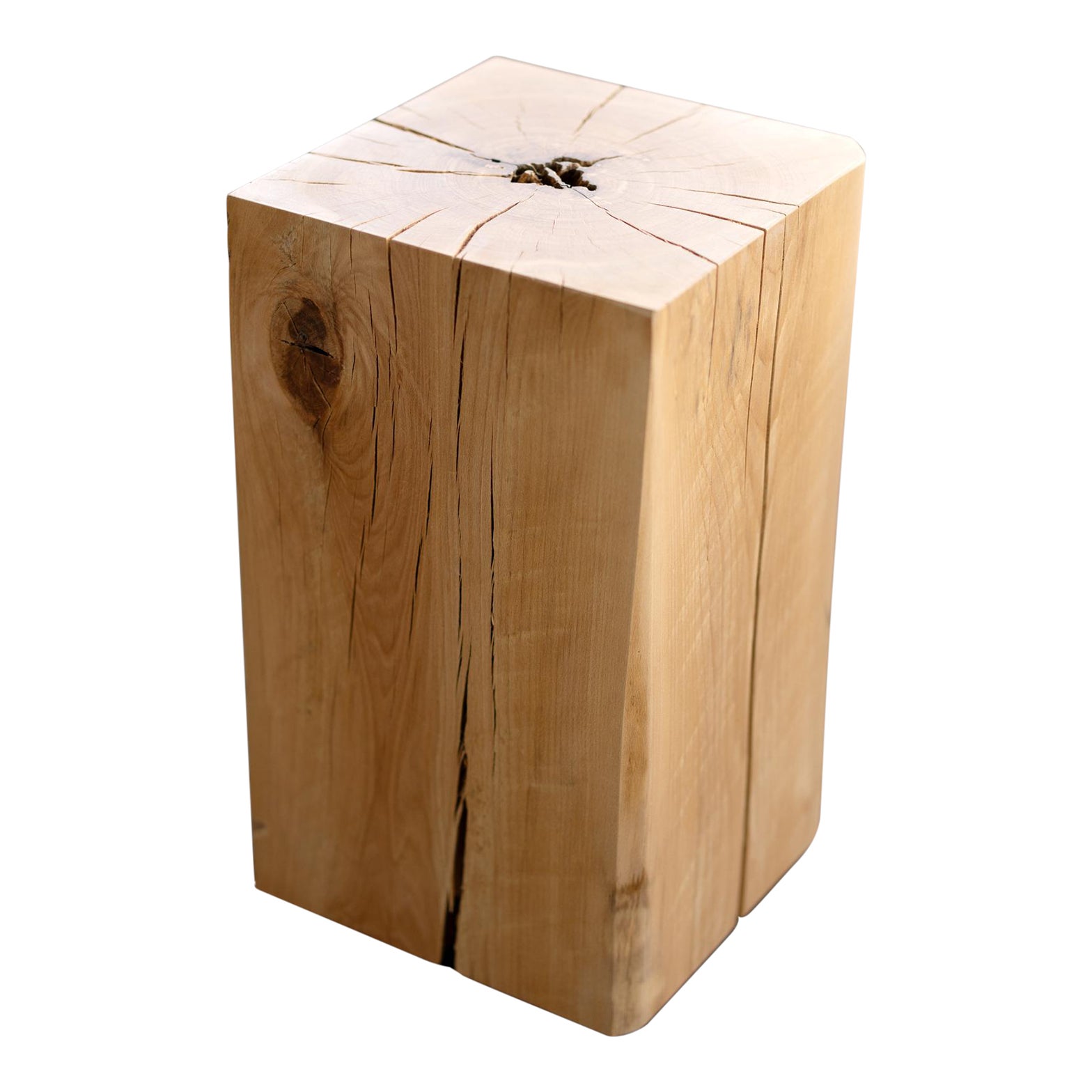 Beech Solid Wood Cube Side Table | Chairish