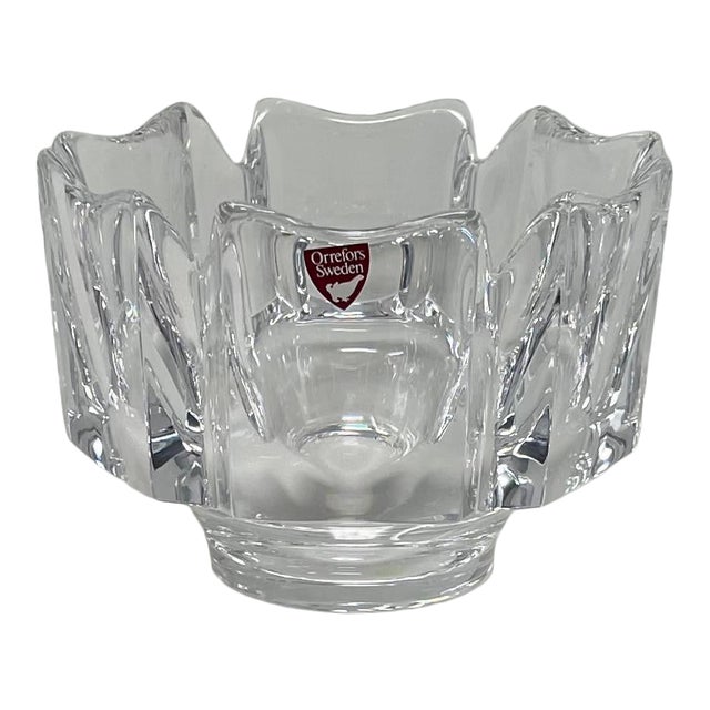 Orrefors Swedish Crystal Corona Bowl by Lars Hellsten | Chairish