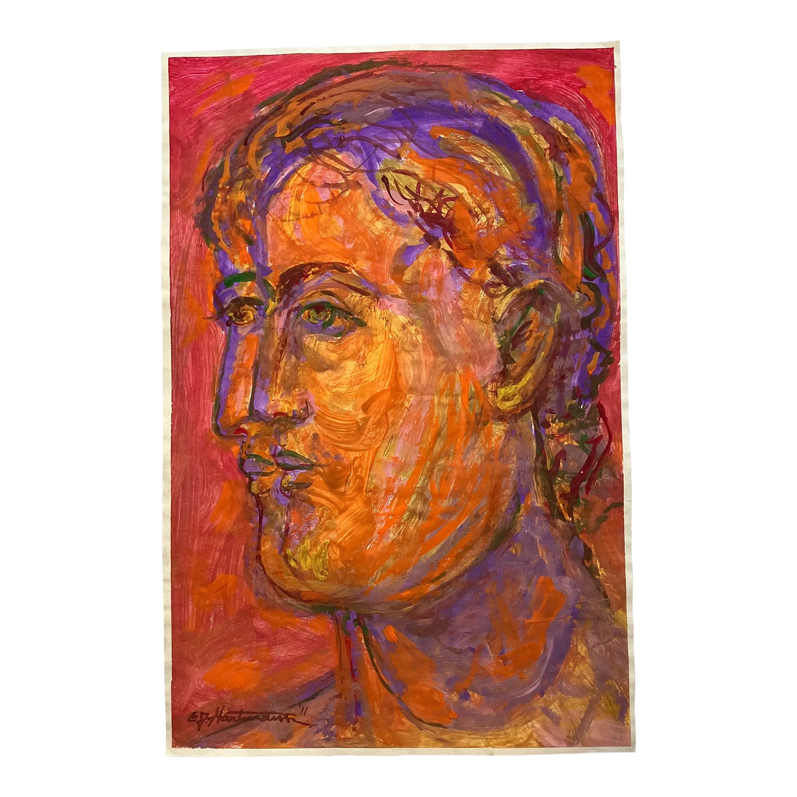 Contemporary Original E.J.Hartmann Abstract Portrait Painting Signed ...