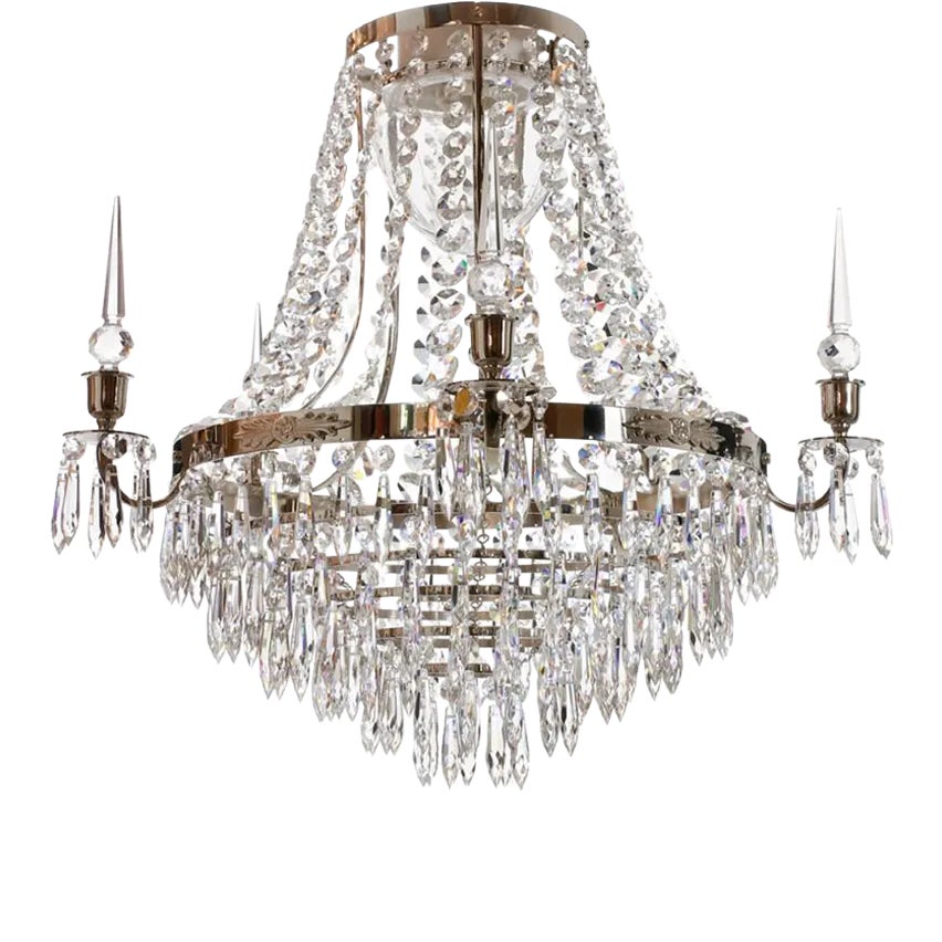 Large Nickel Bathroom Chandelier Ip44 | Chairish