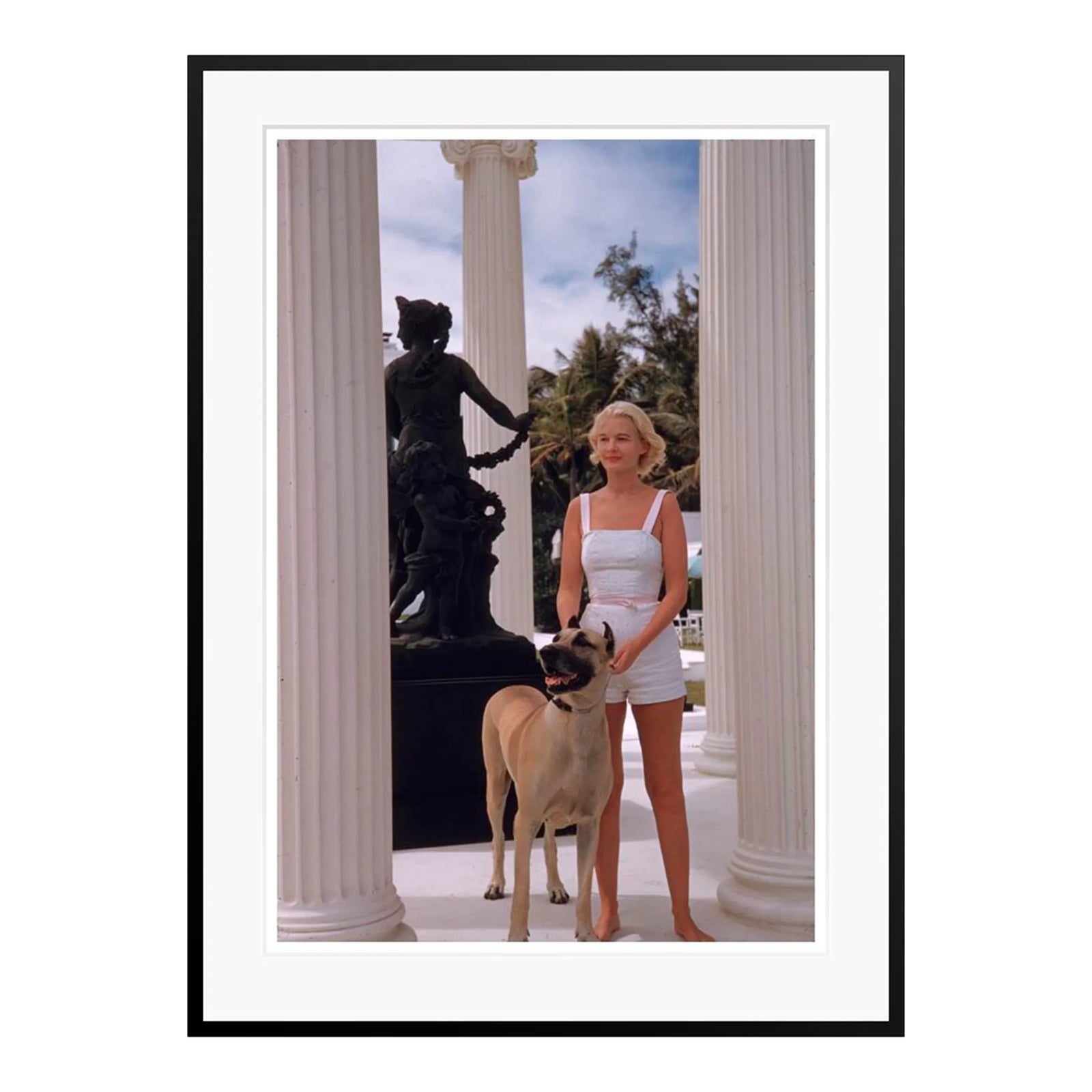 Contemporary C. Z. Guest With Her Great Dane 1955 by Slim Aarons Black ...