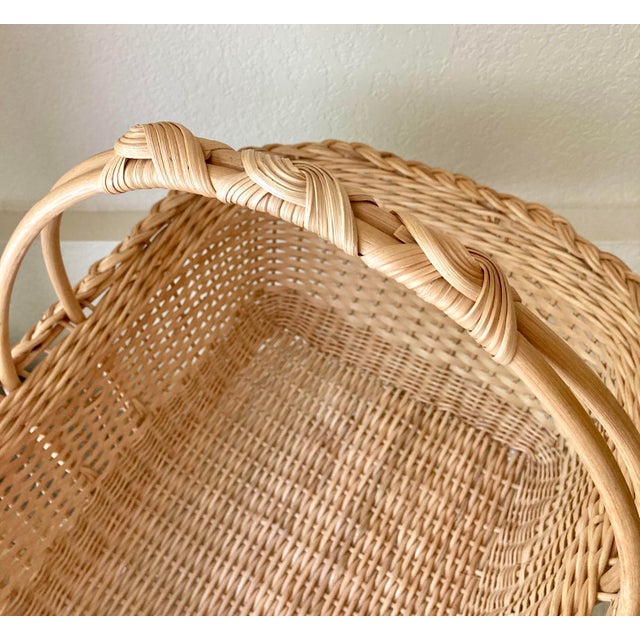 Late Mid-Century Extra-Large White Oak Splint Gathering Basket | Chairish