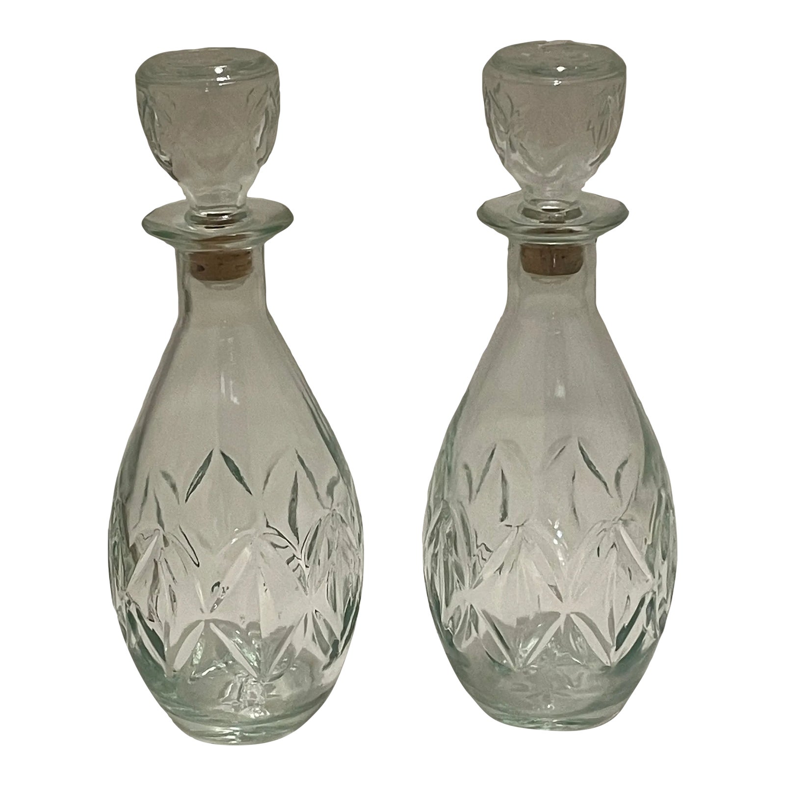 Vintage Illinois Glass Co. Cut Liquor Decanter - Pair | Chairish