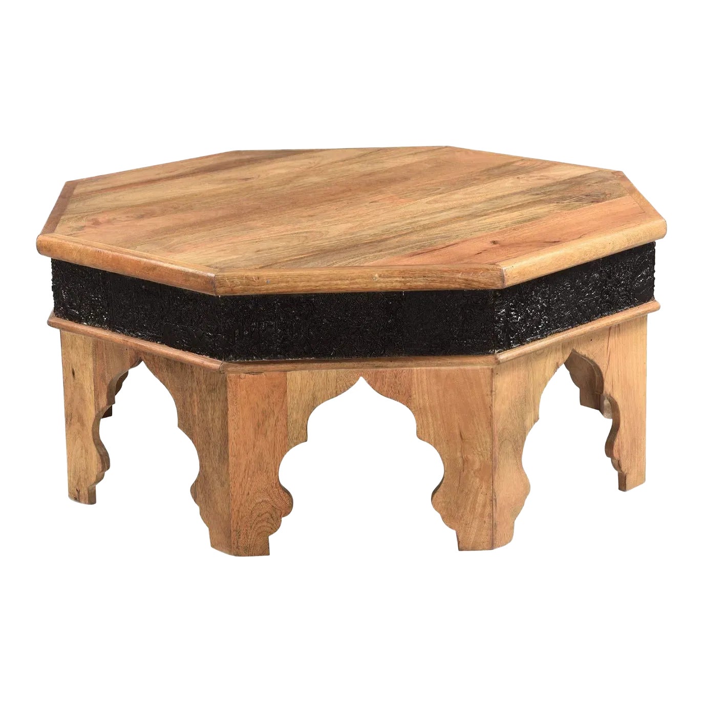 1980s Mediterranean Style Solid Wood Hexagon Small Coffee Table With ...